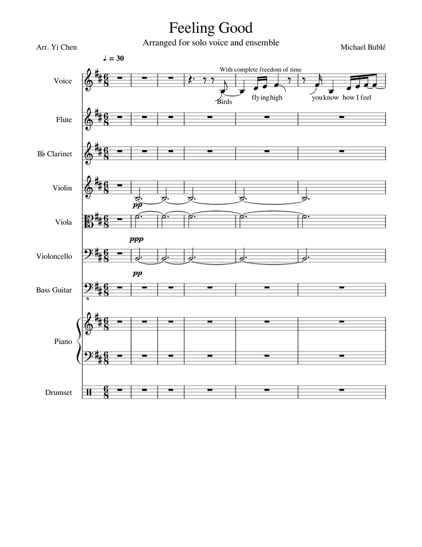 Feeling Good Sheet music for Piano, Flute, Clarinet in b-flat, Violin ...