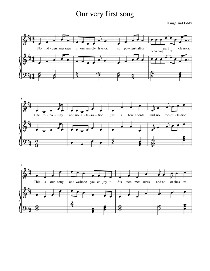 Our very first song corrected by P Sheet music for Piano, Vocals (Piano ...