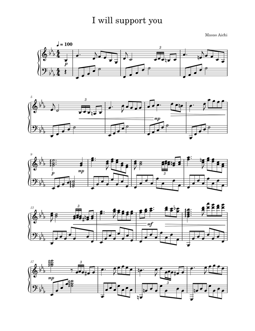 I will support you Sheet music for Piano (Solo) | Musescore.com