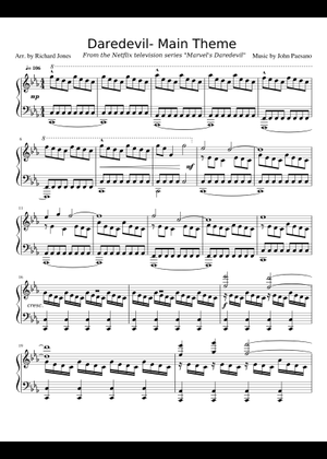 Marvel's Daredevil Opening Theme Sheet Music for Piano (Solo) easy ...