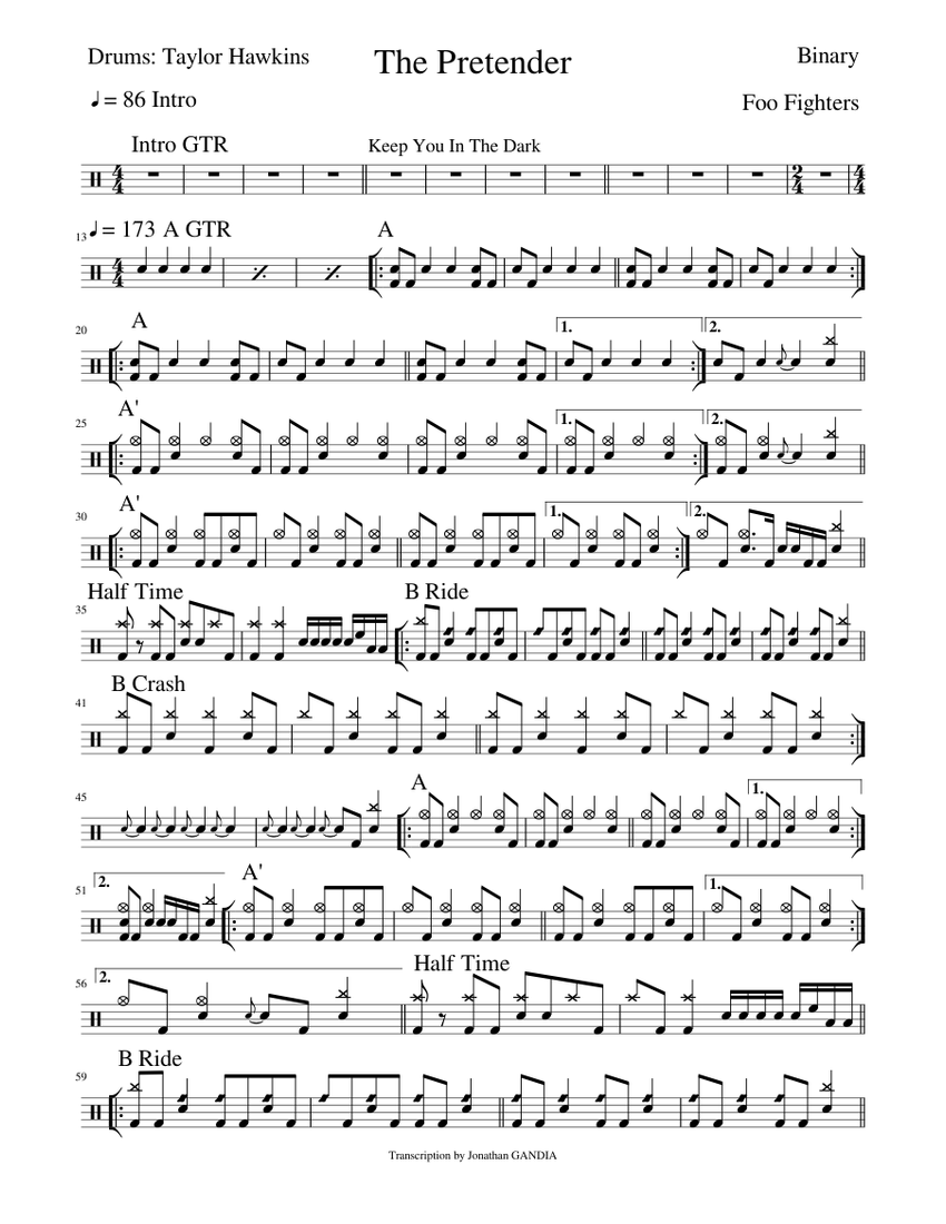 The Pretender - Foo Fighters Sheet Music for Drum group (Solo) | MuseScore.com