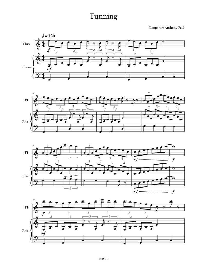 Tunning tunning - Anthony Peel Sheet music for Piano, Flute (Piano Duo ...