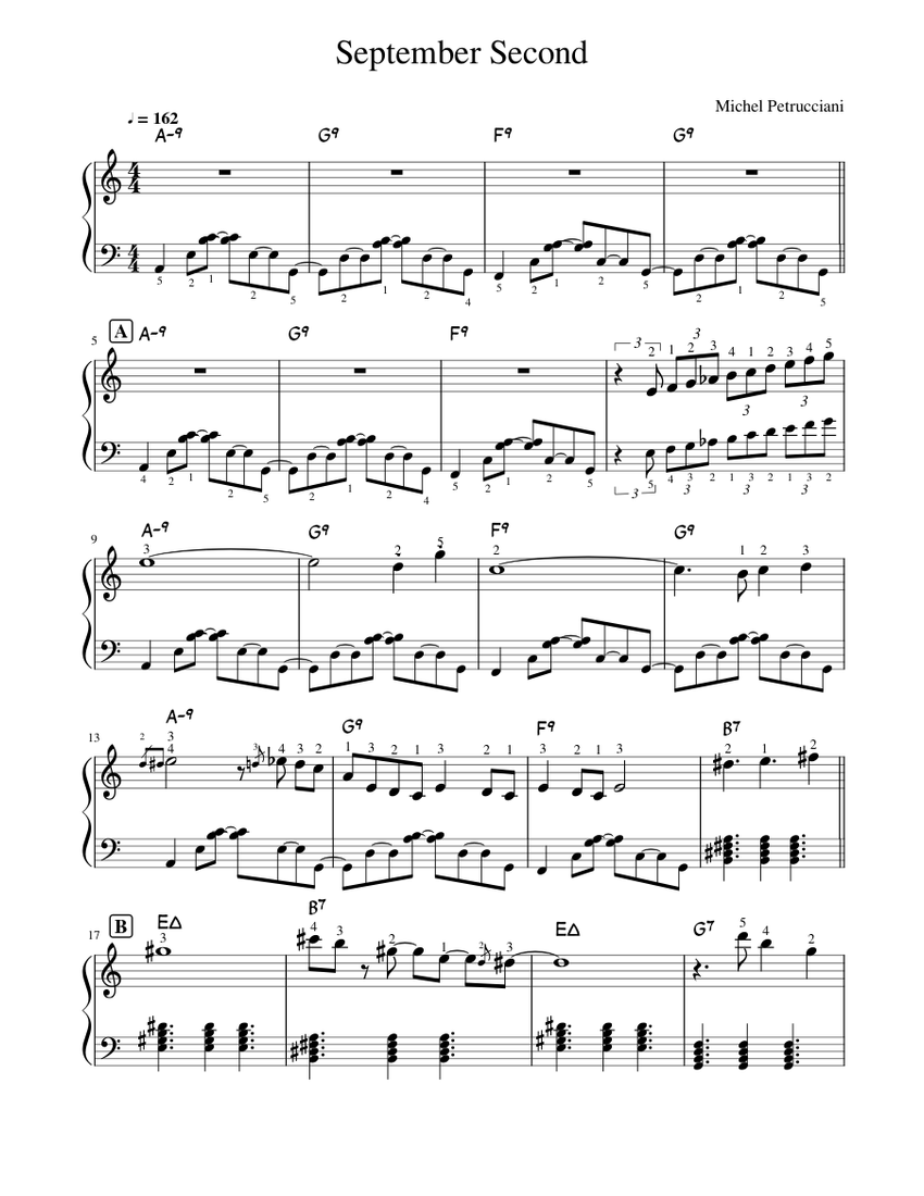 September Second Sheet Music with Chords for Piano (Solo) | MuseScore.com