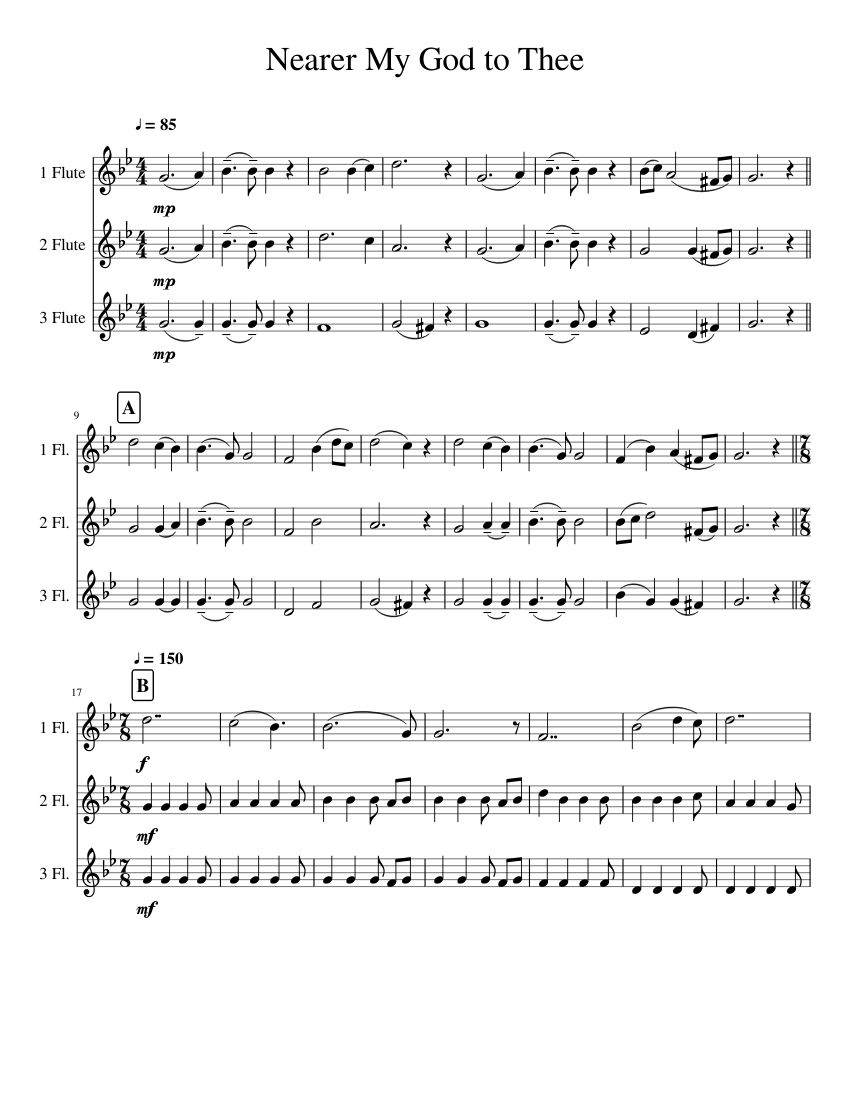 Nearer My God to Thee Sheet Music for Flute (Mixed Trio) | MuseScore.com