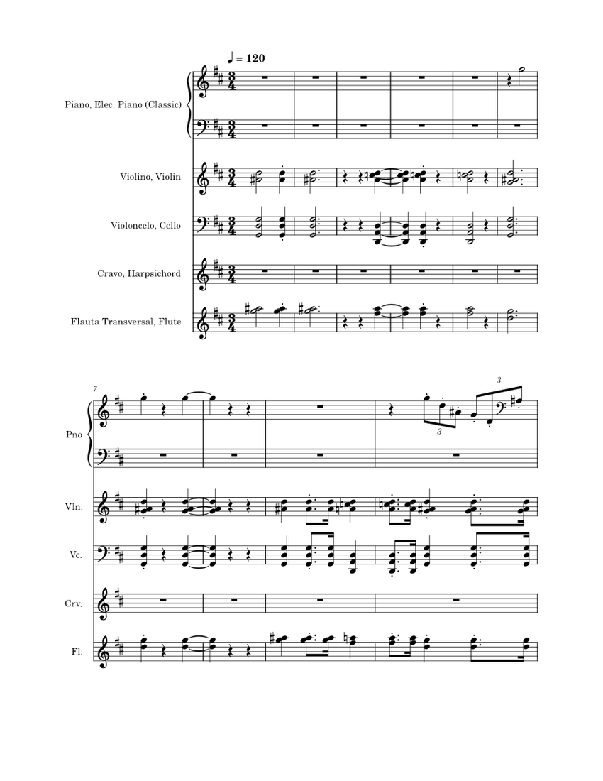 Yuki Ehms - Movimento 2 da Sinfonia 5 – Yuki Ehms Sheet music for Piano, Harpsichord, Flute ...