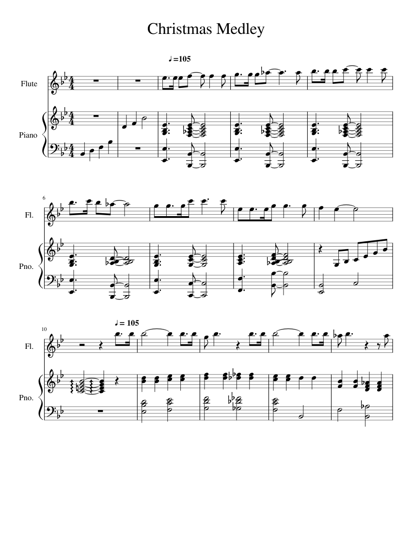 Christmas Medley Sheet Music for Piano, Flute (Solo) | MuseScore.com
