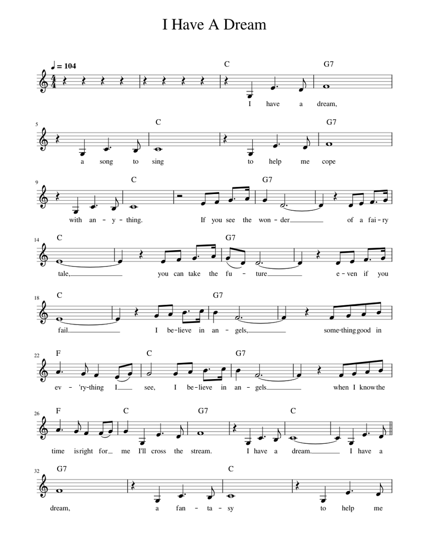 I Have A Dream Sheet music for Piano (Solo) | Musescore.com