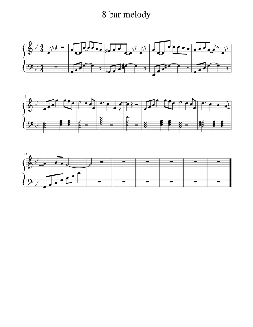 8 bar melody Sheet music for Piano (Solo) Easy | Musescore.com