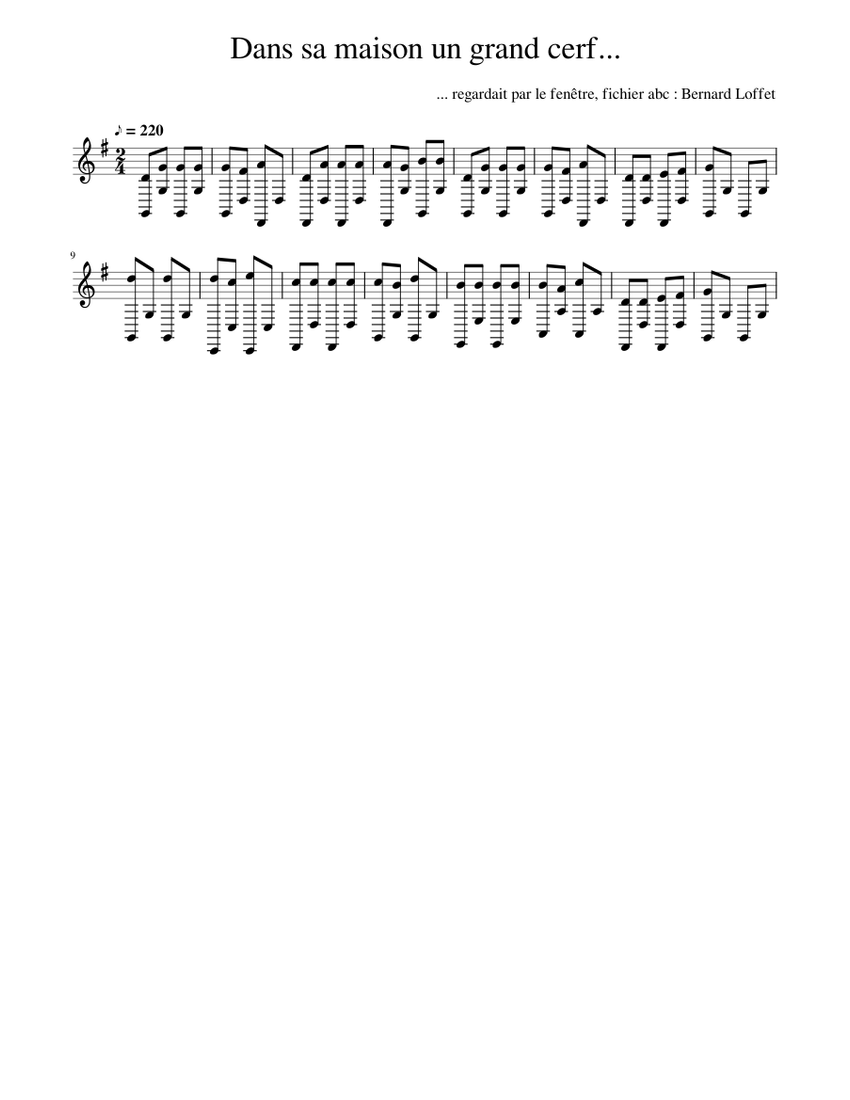 Dans sa maison un grand cerf... Sheet Music for Piano (Solo) Easy ...