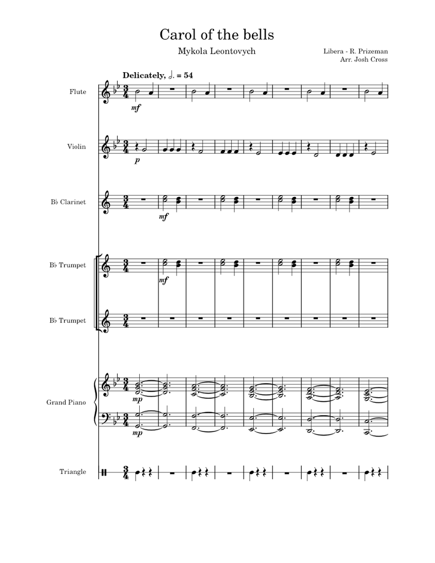 Carol of the bells - Robert Prizeman (Libera) Sheet music for Piano ...