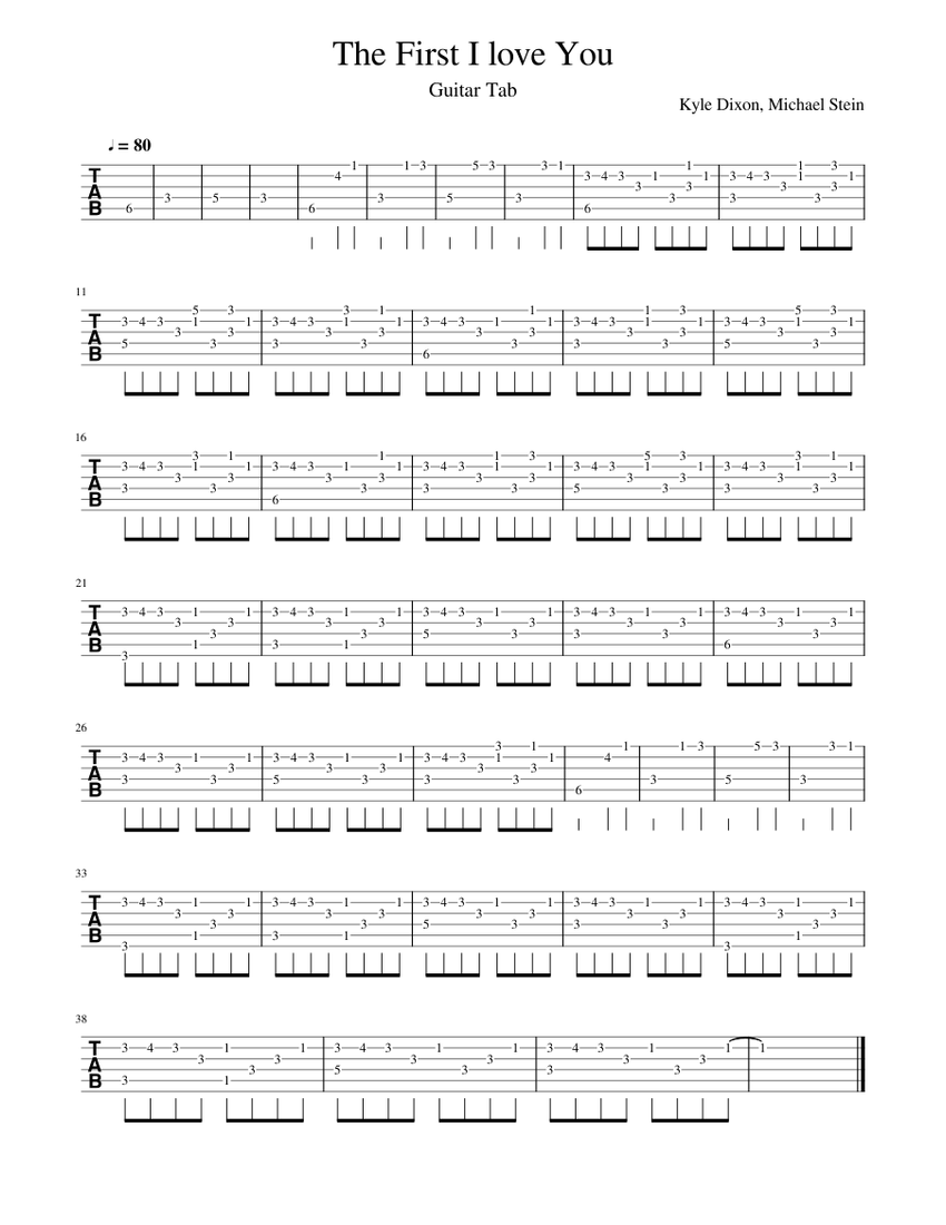 The First I love You - Tab Sheet music for Guitar (Solo) | Musescore.com