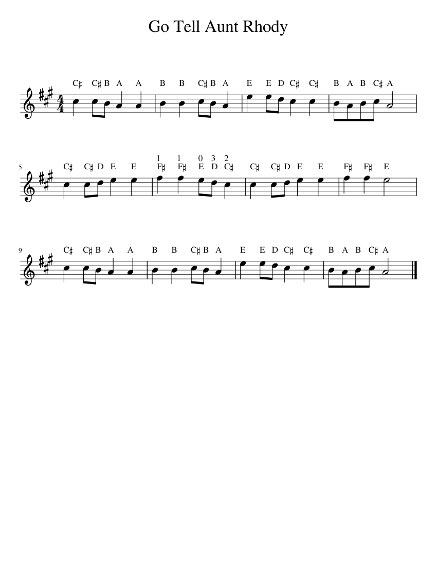 Go Tell Aunt Rhody note names Sheet Music for Piano (Solo) Easy ...