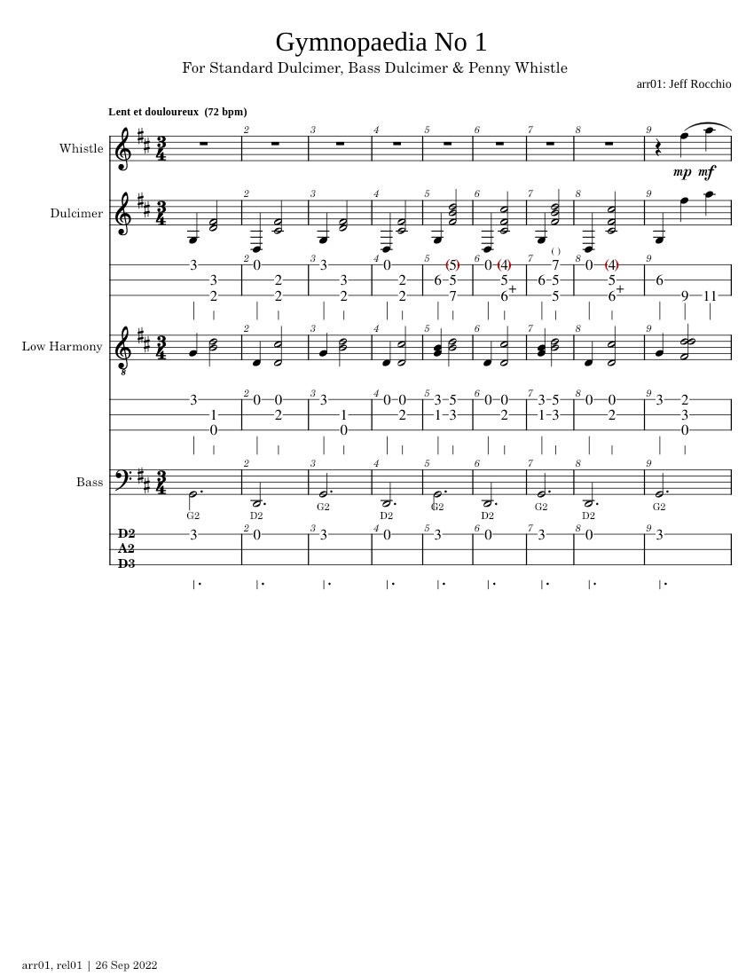 Gymnopédie No.1 – Erik Satie Sheet music for Flute other, Strings ...