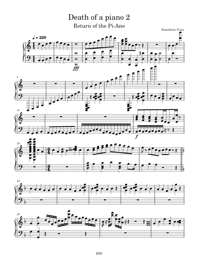 Death of a piano 2 Sheet Music for Piano (Solo) | MuseScore.com
