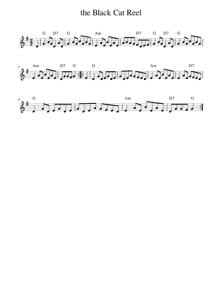 the Black Cat Reel Sheet music for Piano (Solo) | Musescore.com