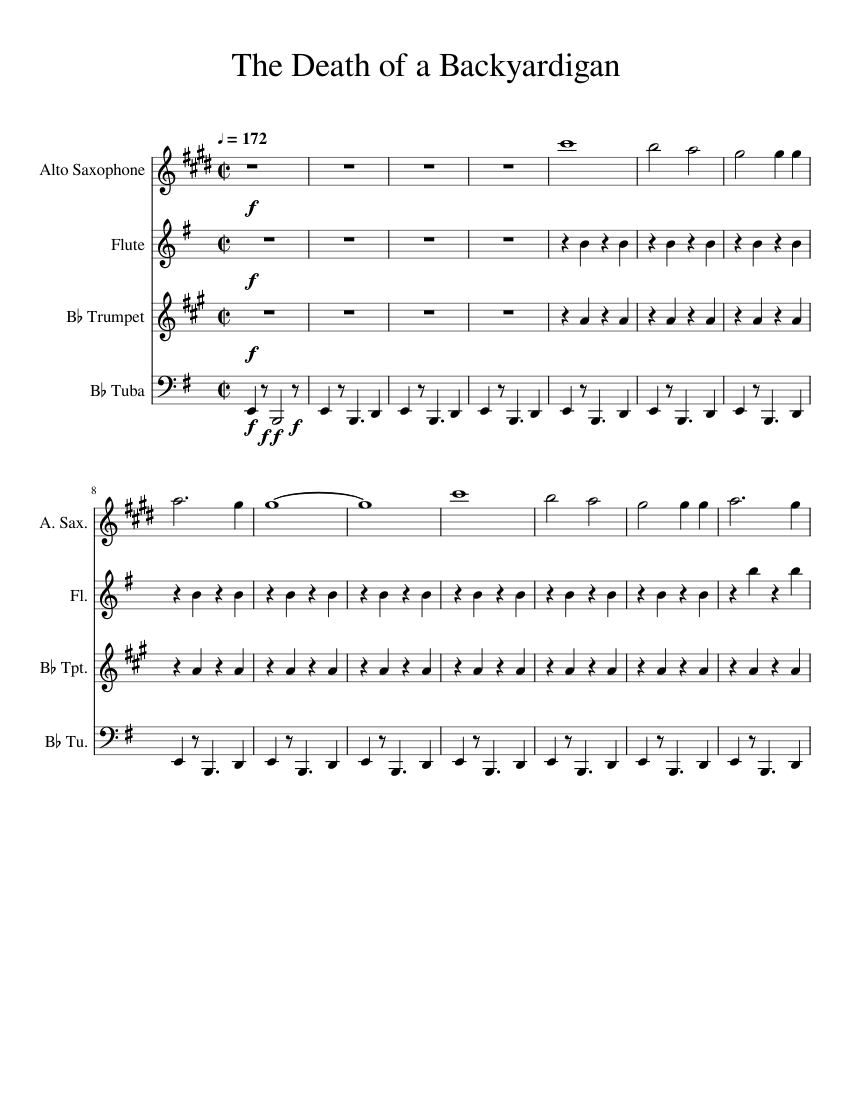The Death of a Backyardigan (Backyardigans theme in a minor key) Sheet ...