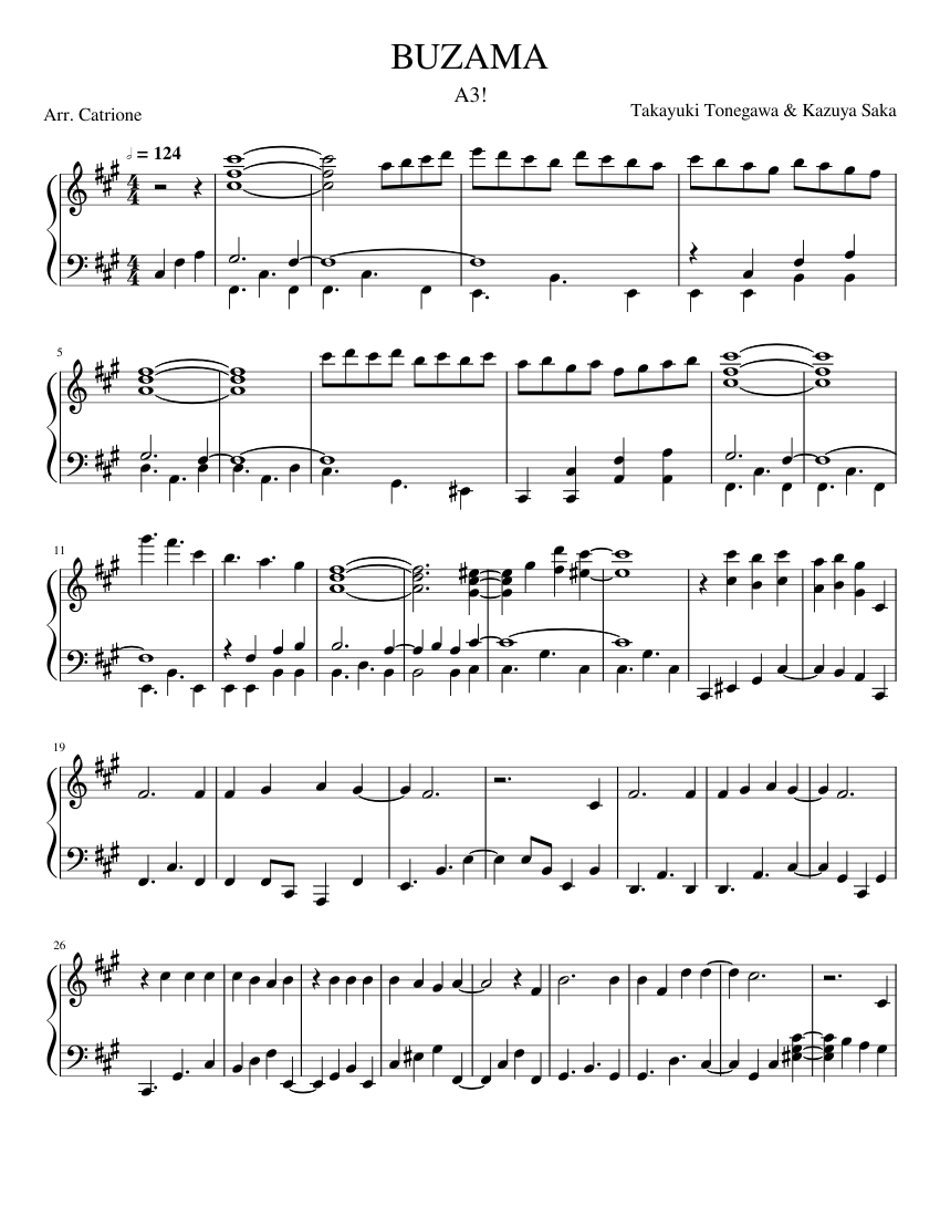 A3! - BUZAMA Sheet music for Piano (Solo) | Musescore.com
