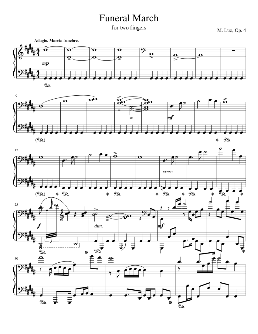 Funeral March Sheet Music for Piano (Solo) easy | MuseScore.com