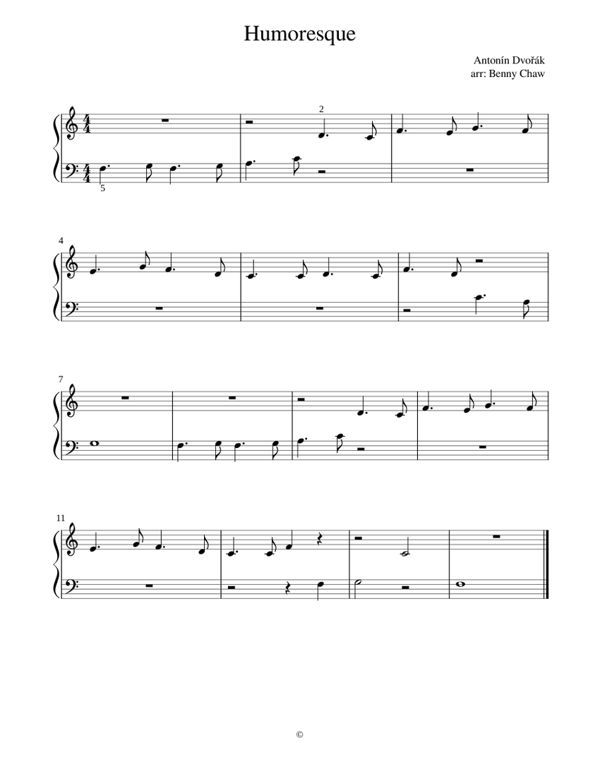 Humoresque (Antonín Dvořák) Sheet Music for Piano (Solo) | MuseScore.com