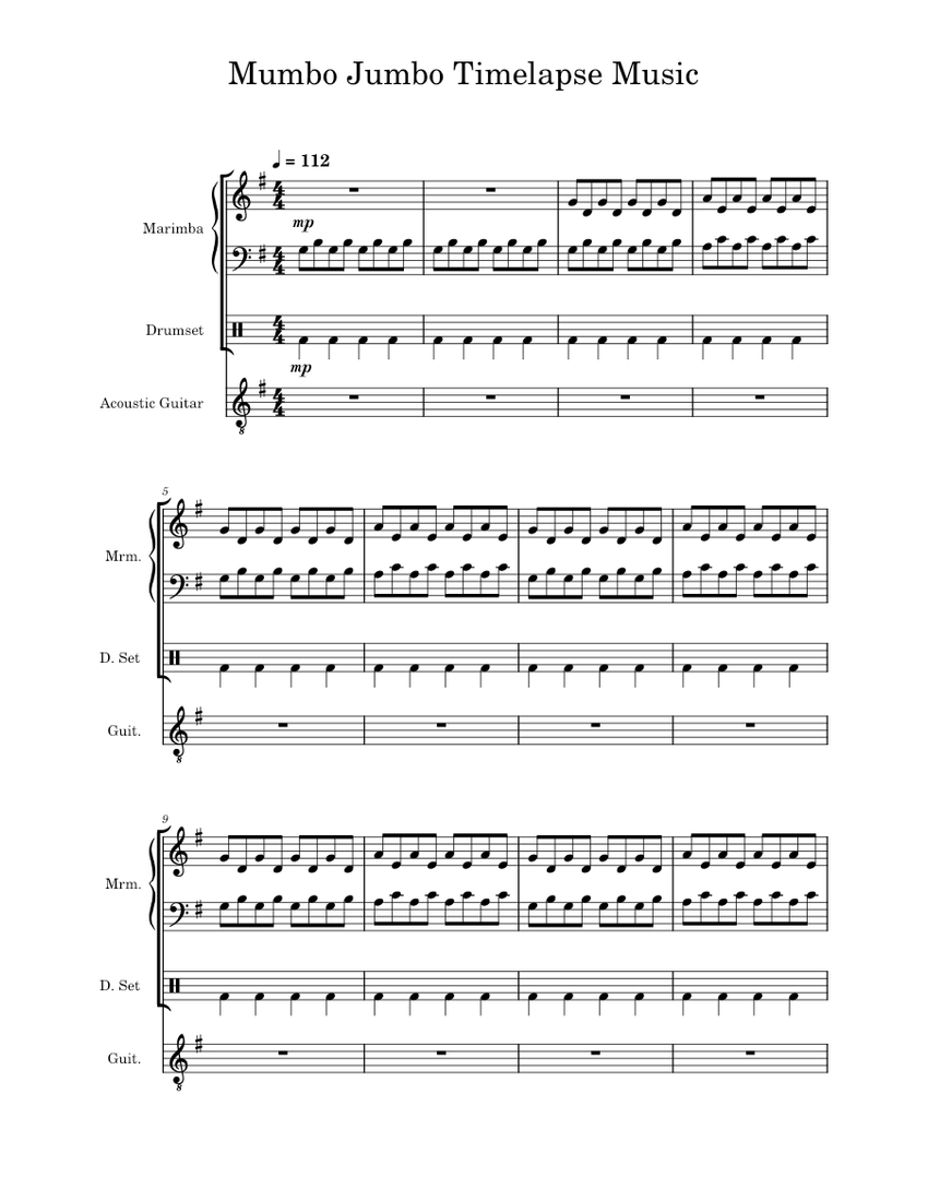 Mumbo Jumbo Time-lapse Music Sheet music for Guitar, Drum group ...