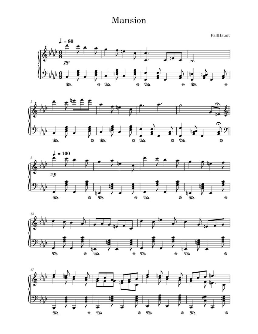 Mansion Sheet music for Piano (Solo) | Musescore.com
