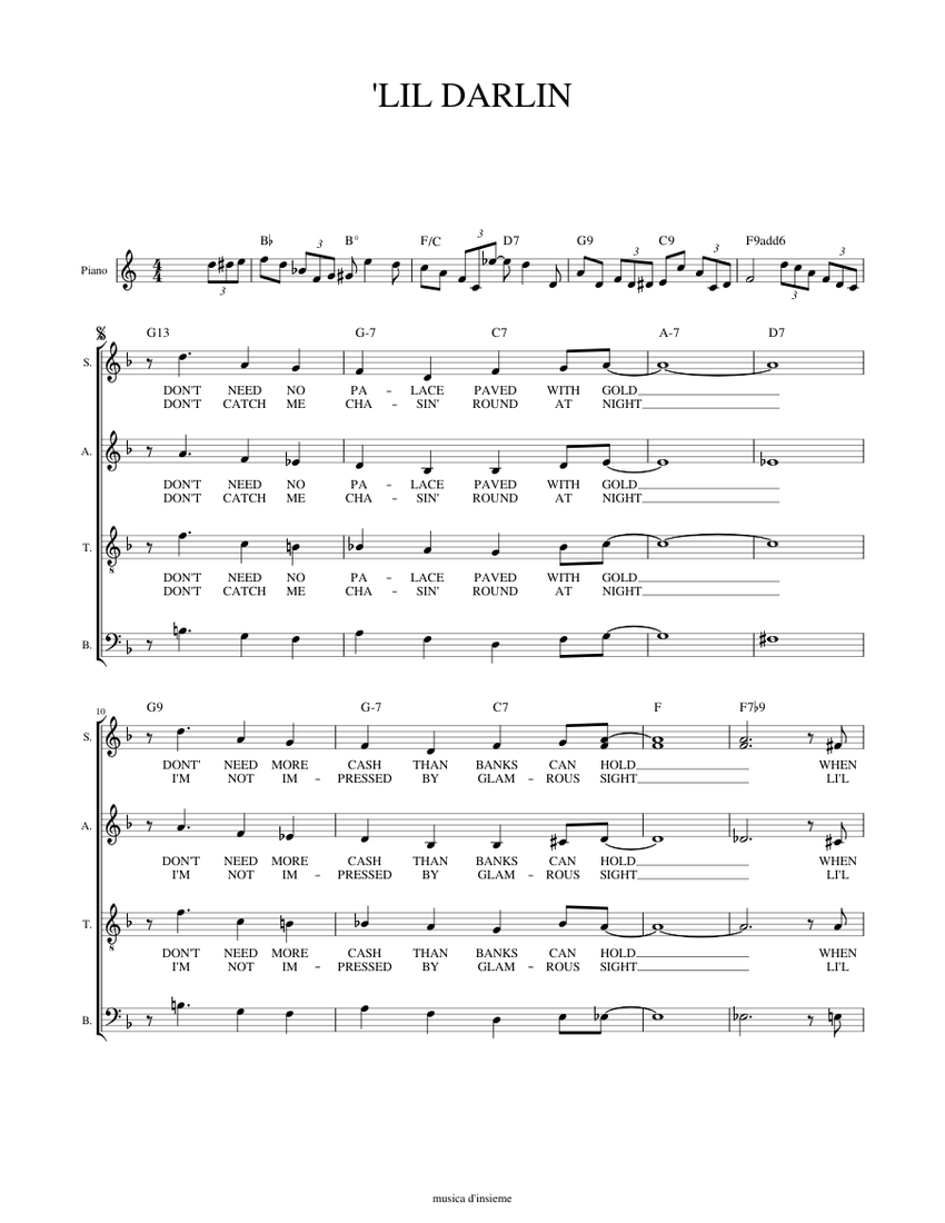 'LIL_DARLIN Sheet music for Piano, Bass guitar (Mixed Duet) | Musescore.com