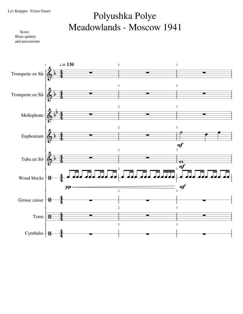 Polyushka Polye - Meadowlands - Moscow 1941 Sheet music for Euphonium ...