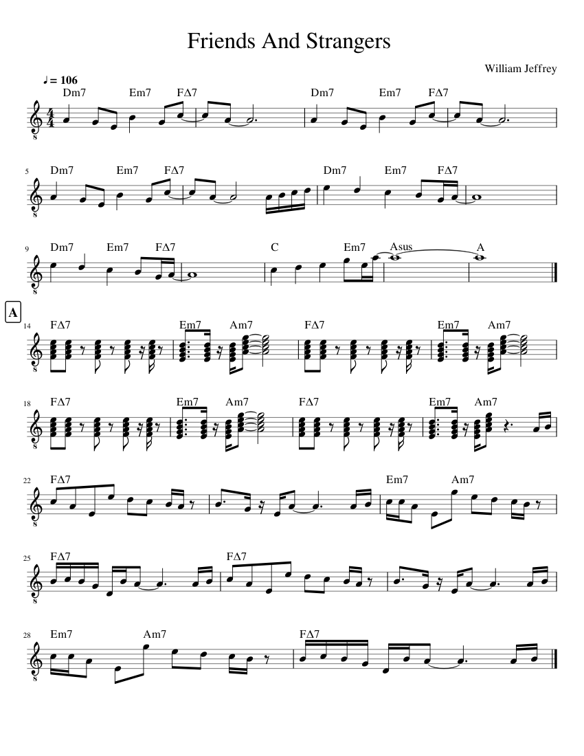 Friends And Strangers Sheet Music with Chords for Guitar (Solo ...