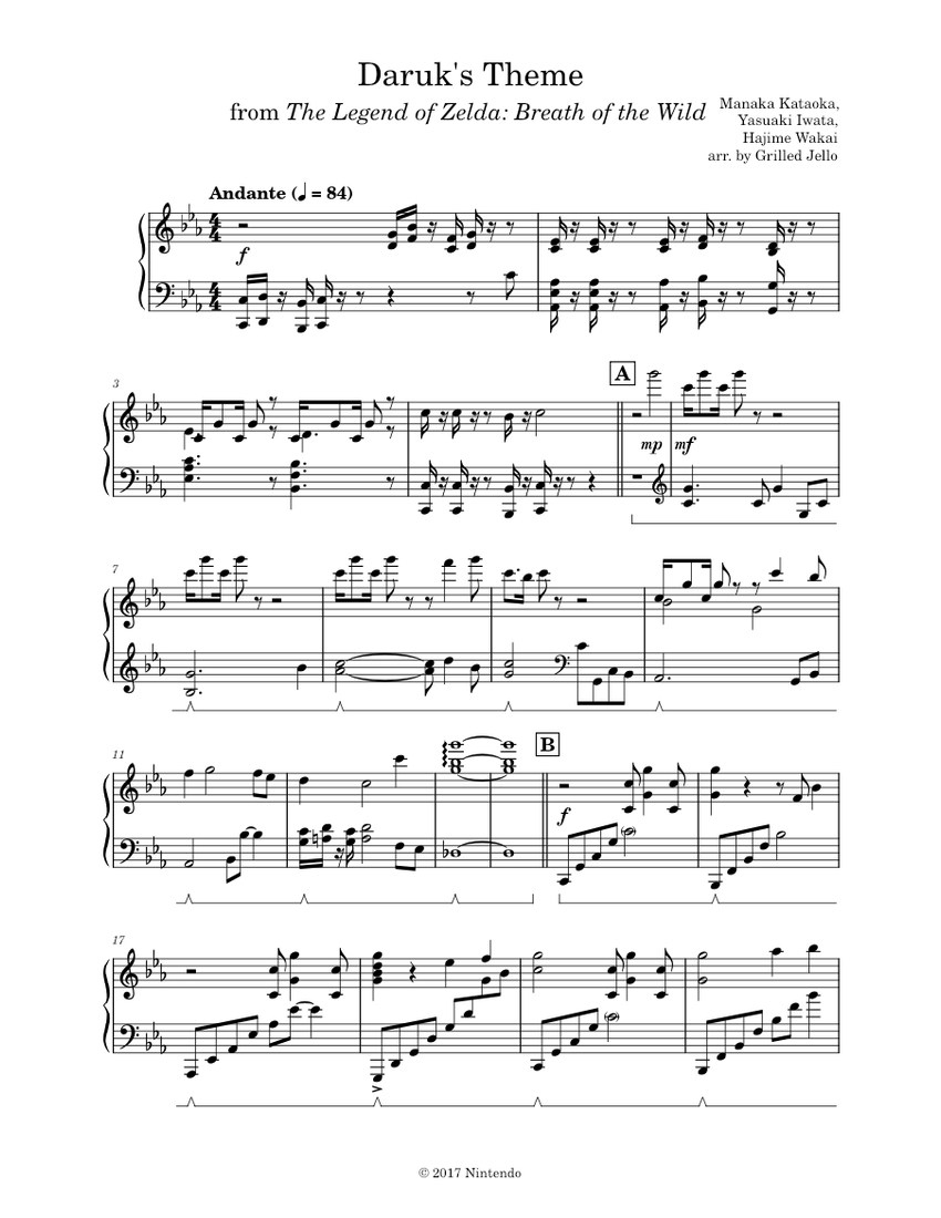 Daruk's Theme - The Legend of Zelda: Breath of the Wild Sheet Music for ...