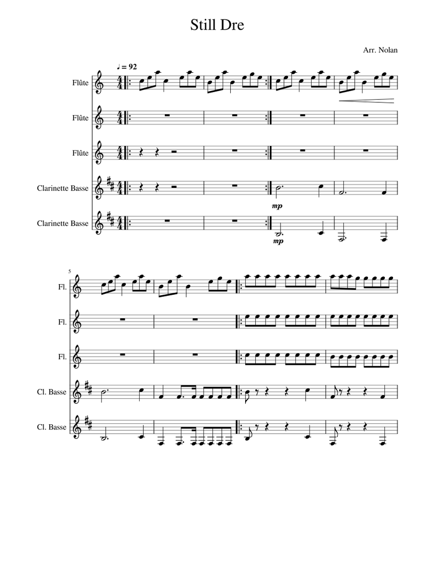 Still_Dre Sheet music for Flute, Clarinet bass (Mixed Quintet ...