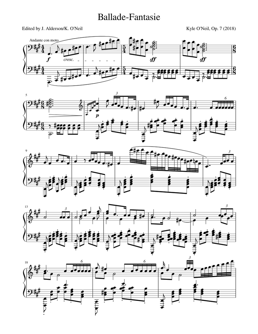 Ballade No. 2 in F sharp Minor *Updated second draft* Sheet Music for ...
