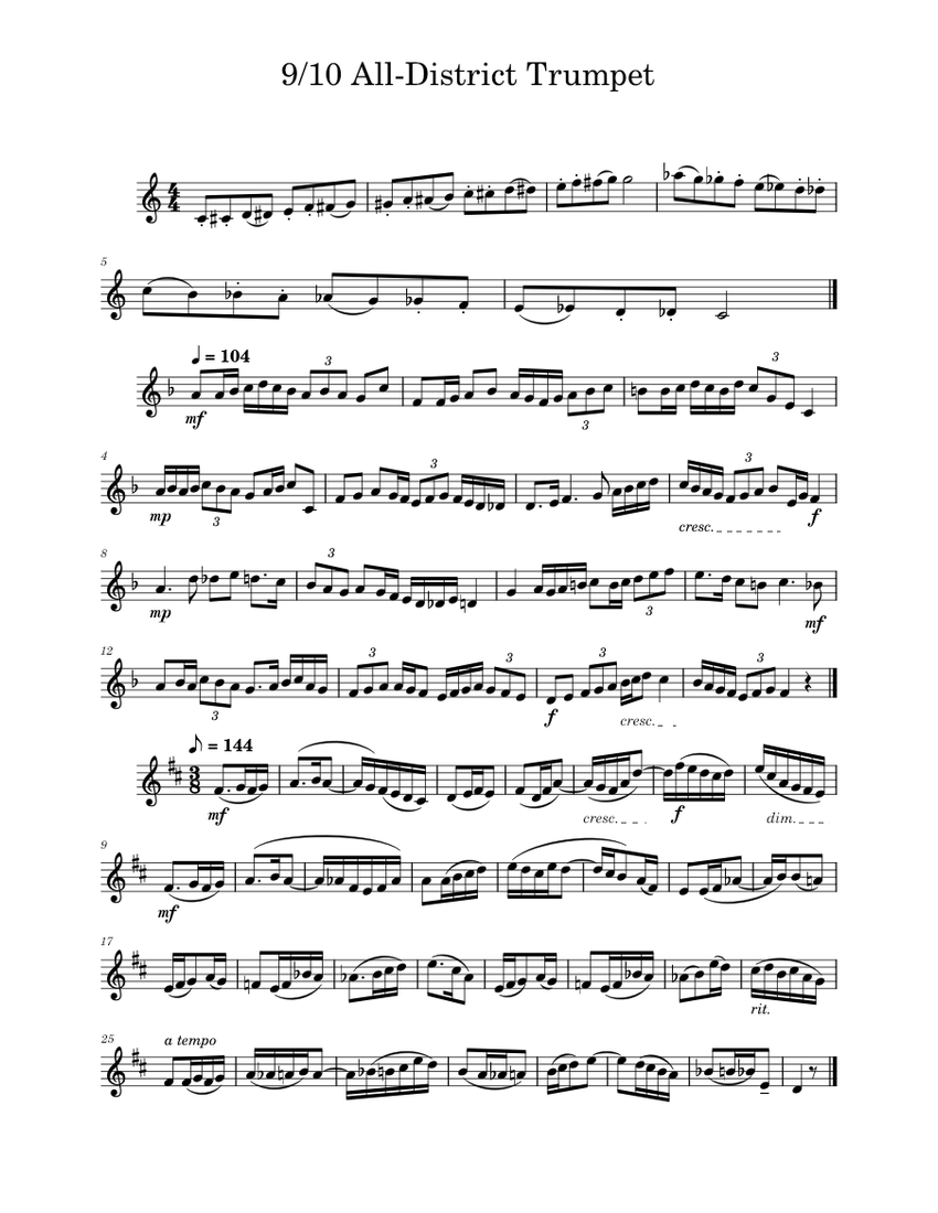 9 10 All-District Trumpet (updated) Sheet Music for Trumpet in b-flat ...