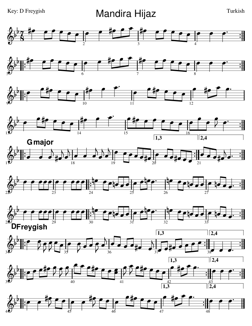 Mandira Hijaz Sheet Music with Chords for Piano (Solo) | MuseScore.com