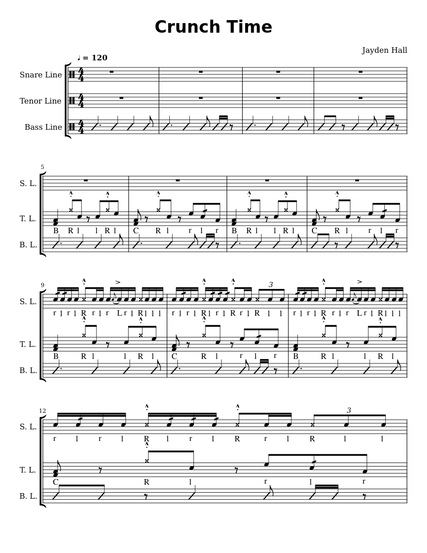 Crunch Time Sheet music for Snare drum, Tenor drum, Bass drum ...