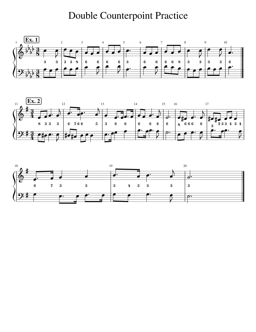 Double Counterpoint Practice Sheet Music for Piano (Solo) Easy ...