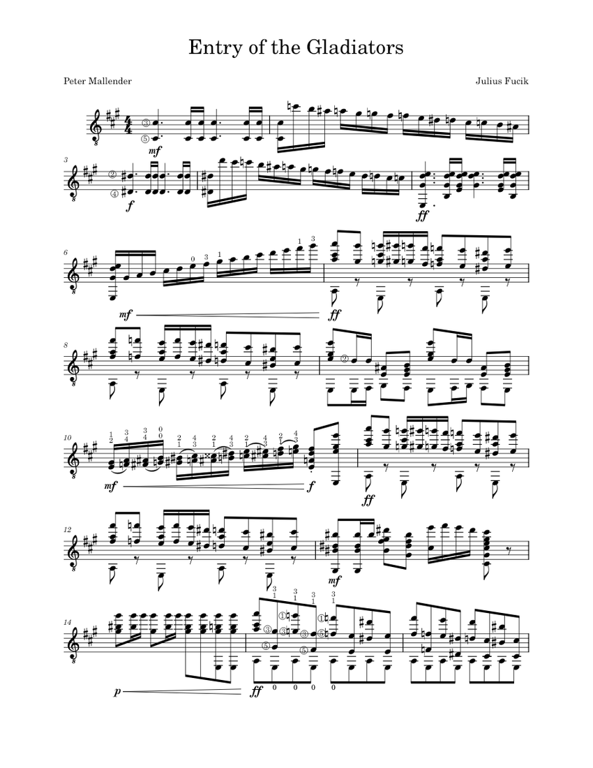 Entry of the Gladiators – Julius Fučík Sheet music for Guitar (Solo ...