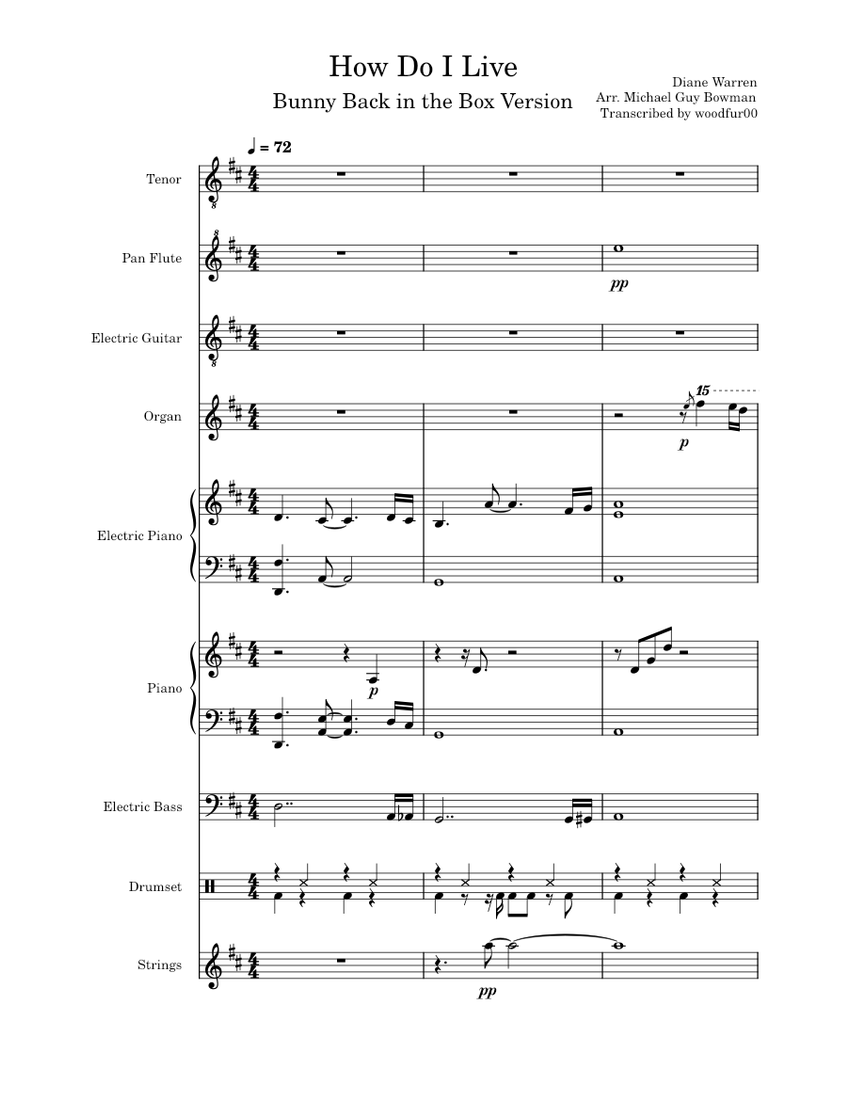 Homestuck – How Do I Live (partial) Sheet music for Piano, Tenor, Organ ...