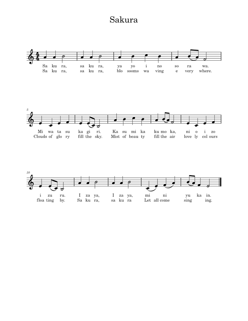 Sakura Sheet music for Piano (Mixed Duet) Easy | Musescore.com