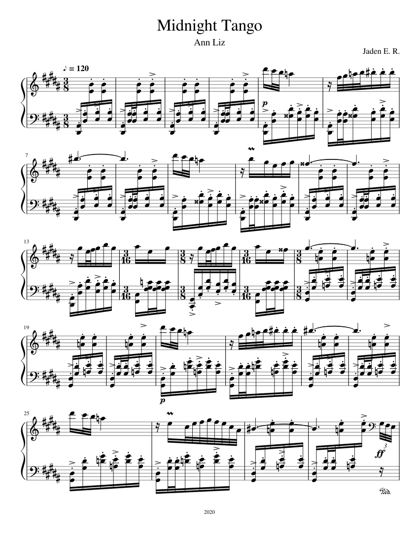 Midnight Tango Sheet music for Piano (Solo) | Musescore.com