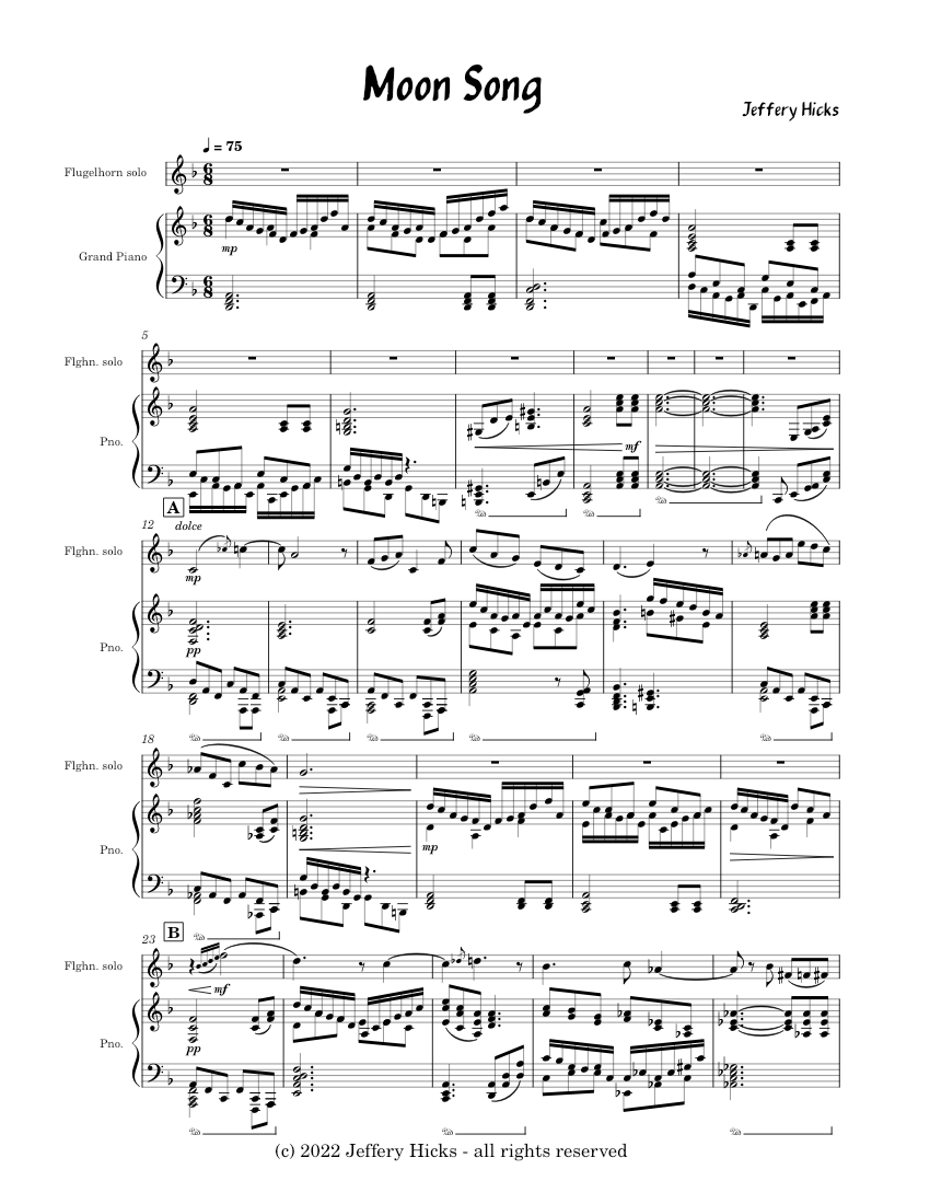 MoonSong Sheet music for Piano, Flugelhorn (Mixed Duet) | Musescore.com
