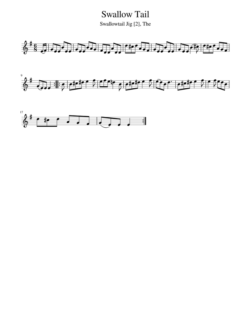Swallow Tail Sheet music for Piano (Solo) Easy | Musescore.com
