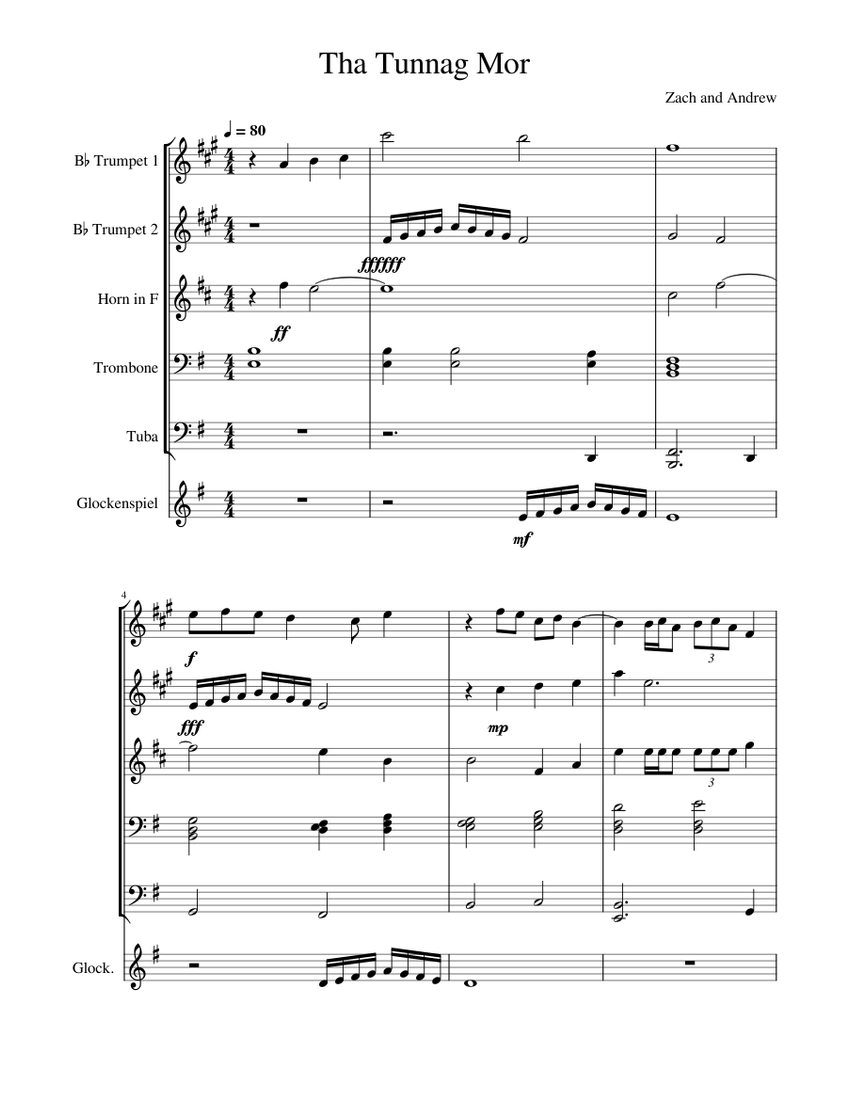 Tha Tunnag Mor 5 Sheet music for Trombone, Tuba, Trumpet in b-flat ...