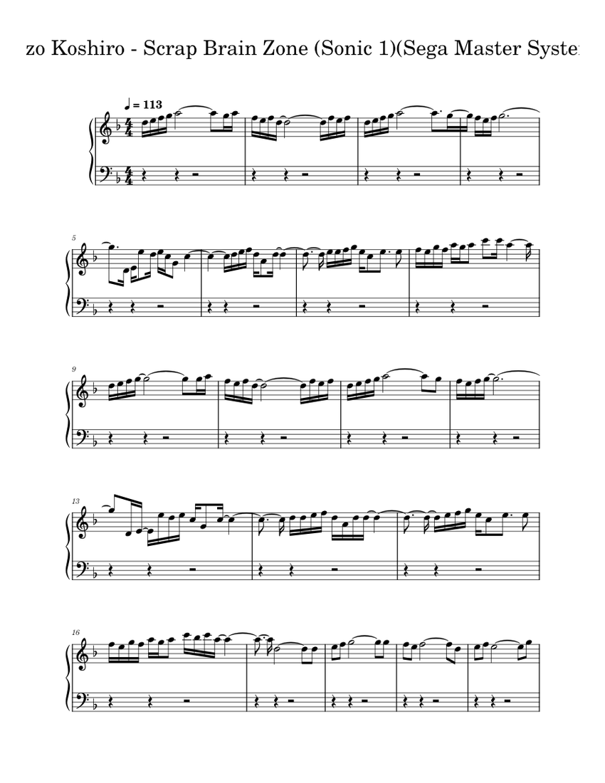 Scrap Brain Zone (Sonic 1)(Sega Master System) – Yuzo Koshiro Sheet ...