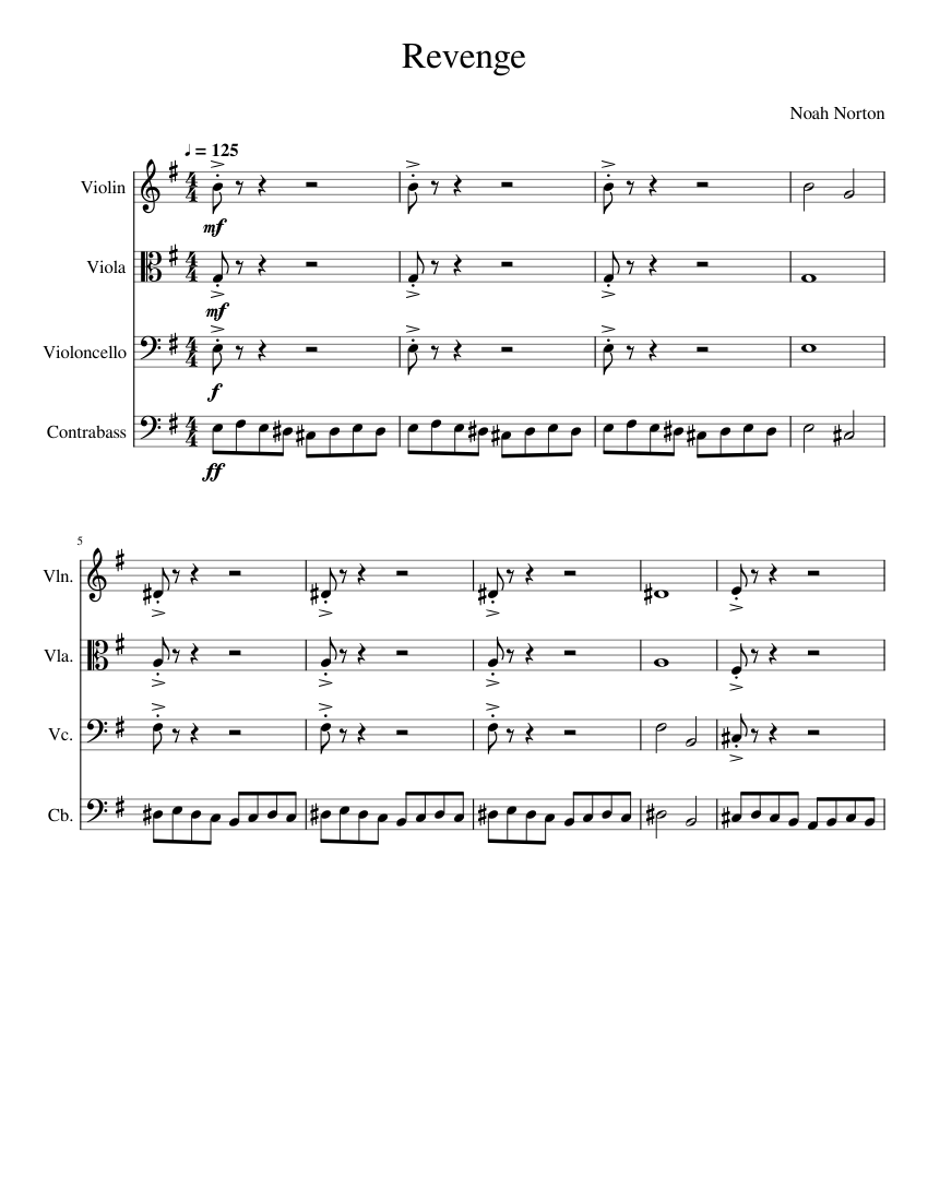 Revenge Sheet music for Contrabass, Violin, Viola, Cello (String ...