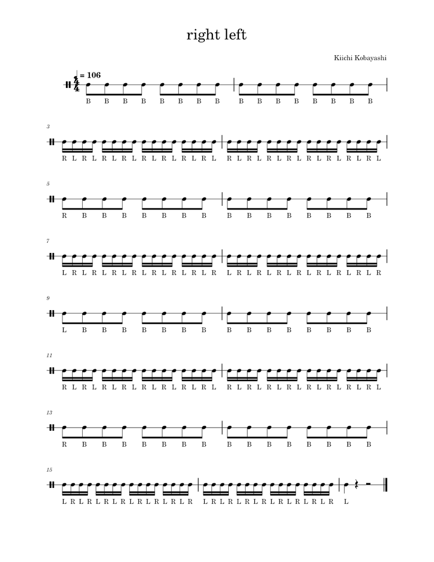 right_left 1 Sheet music for Snare drum (Solo) | Musescore.com
