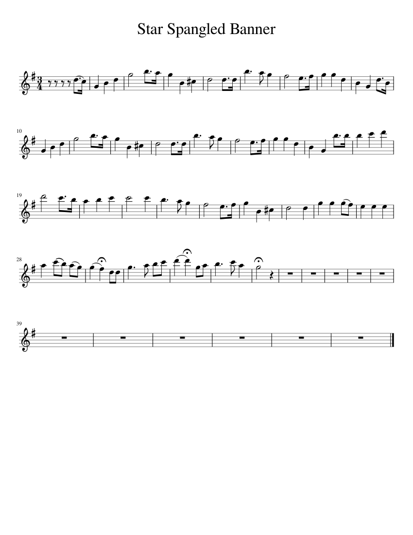 Star Spangled Banner Sheet Music For Saxophone Alto Solo
