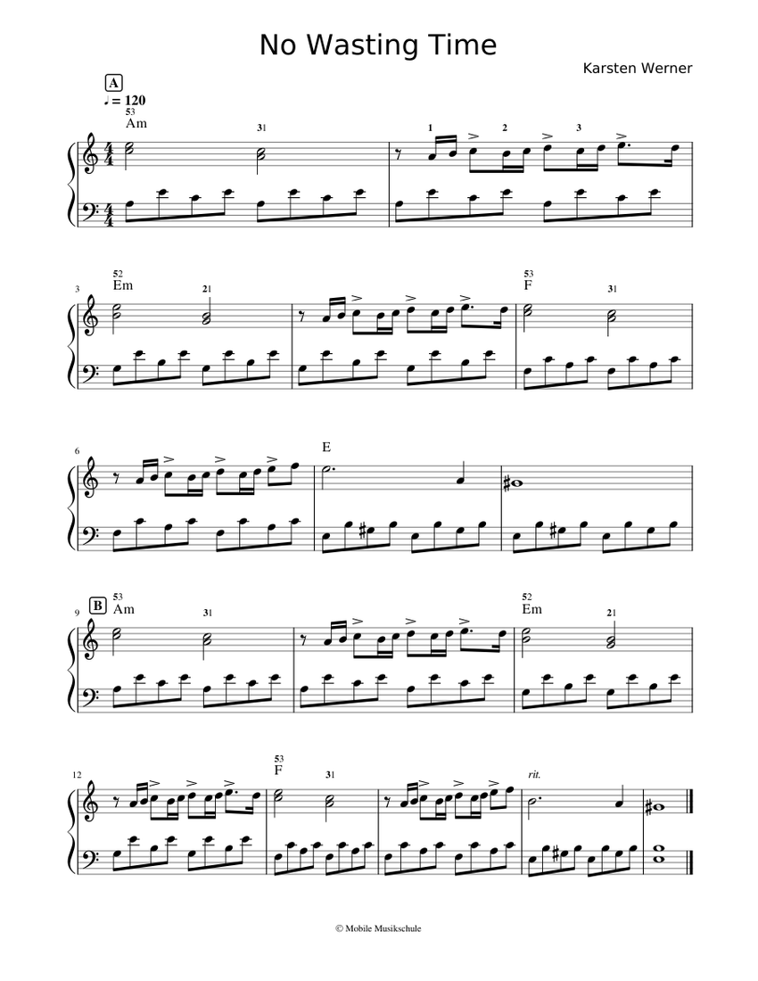 no wasting time - piano tutorial