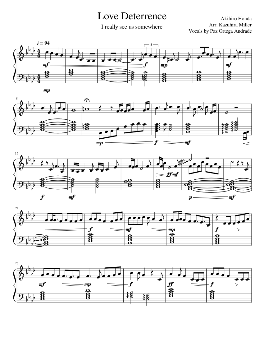 Love Deterrence Sheet music for Piano (Solo) | Musescore.com