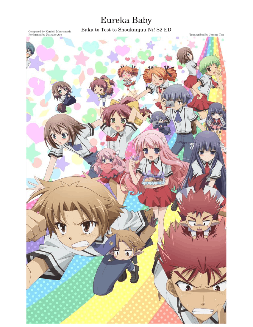 【Baka to Test to Shoukanjuu Ni! S2 ED】【Eureka Baby】 - piano tutorial