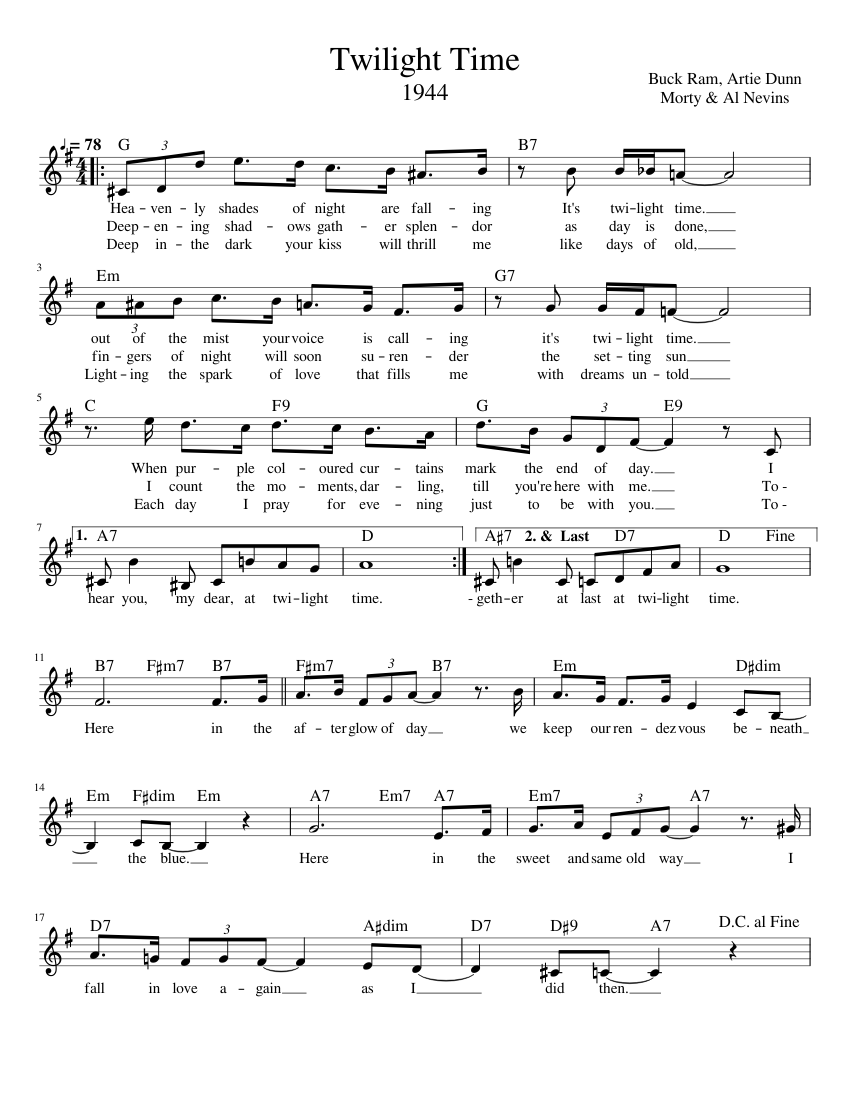 Twilight Time Sheet music for Flute (Solo) | Musescore.com